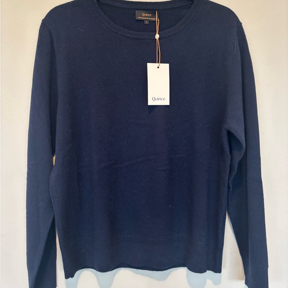 Quince | Sweaters | Nwt Quince Deep Blue Cashmere Sweater Large | Poshmark